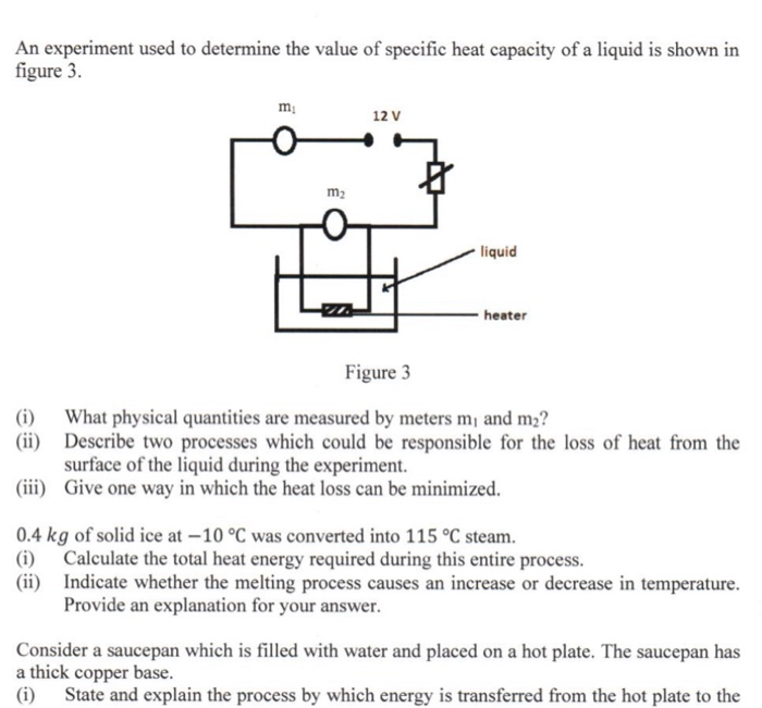 Solved An experiment used to determine the value of specific | Chegg.com
