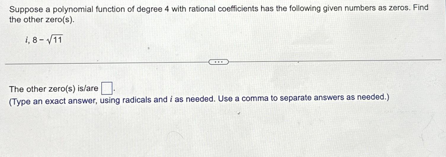 Solved Suppose a polynomial function of degree 4 ﻿with | Chegg.com