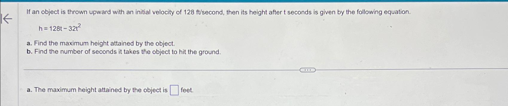 Solved If an object is thrown upward with an initial | Chegg.com