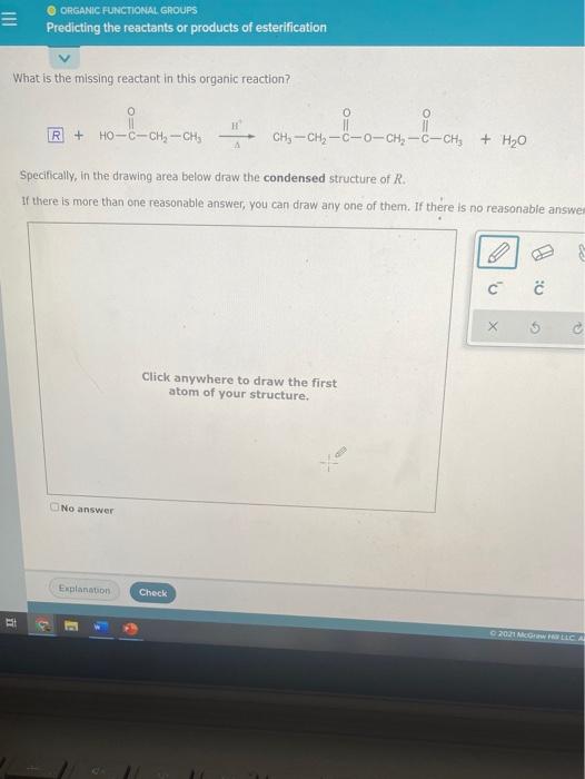 Solved = ORGANIC FUNCTIONAL GROUPS Predicting the reactants | Chegg.com