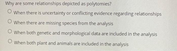 Solved Why are some relationships depicted as polytomies? | Chegg.com