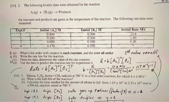 Solved what is the order with respect to each reactant and | Chegg.com