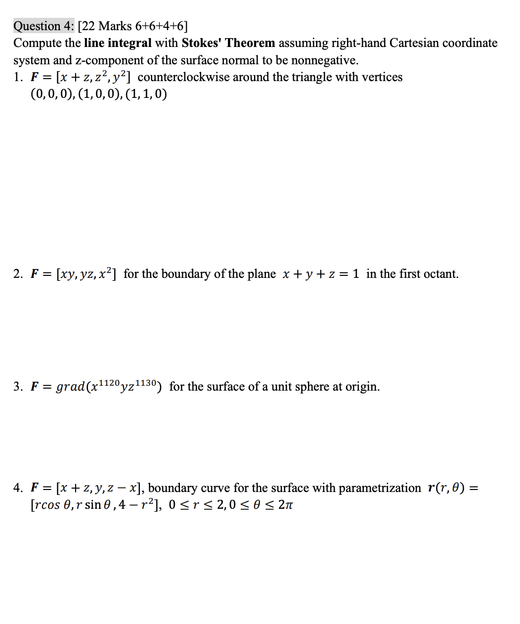 Solved S: surface of a unit sphere centered at the origin in | Chegg.com