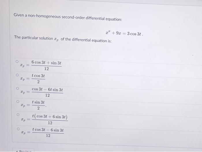 Solved Given a non-homogeneous second-order differential | Chegg.com