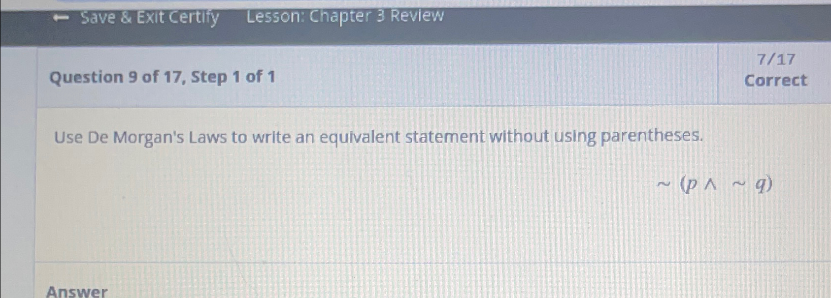 Solved Save & Exit CertliyLesson: Chapter 3 ﻿ReviewQuestion | Chegg.com