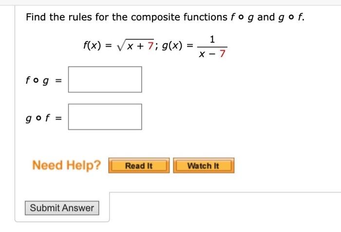 Solved Find the rules for the composite functions f ∘ g and | Chegg.com