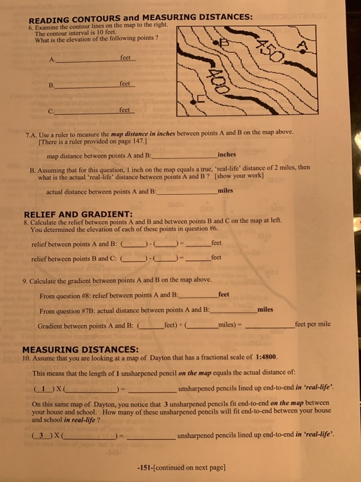 Solved READING CONTOURS and MEASURING DISTANCES: 6. Examine | Chegg.com