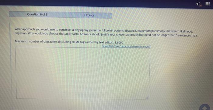 Solved What approach you would use to construct a phylogeny | Chegg.com