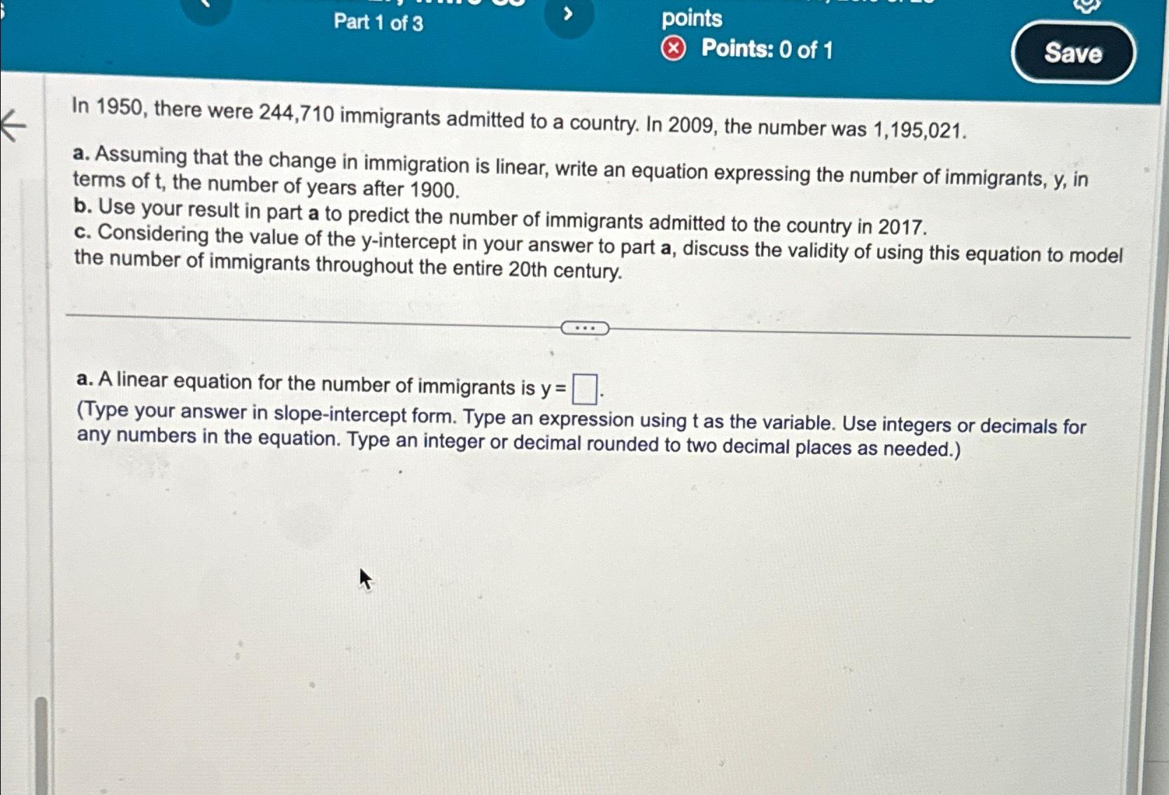 Solved Part 1 ﻿of 3pointsPoints: 0 ﻿of 1SaveIn 1950, ﻿there | Chegg.com