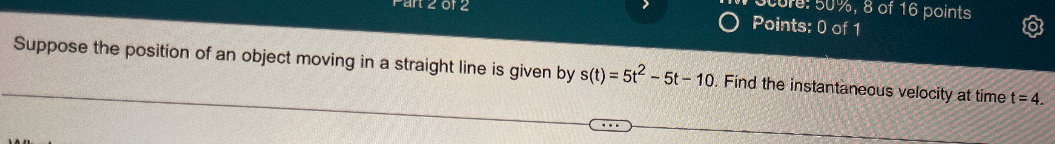 Solved Points: 0 ﻿of 1Suppose the position of an object | Chegg.com