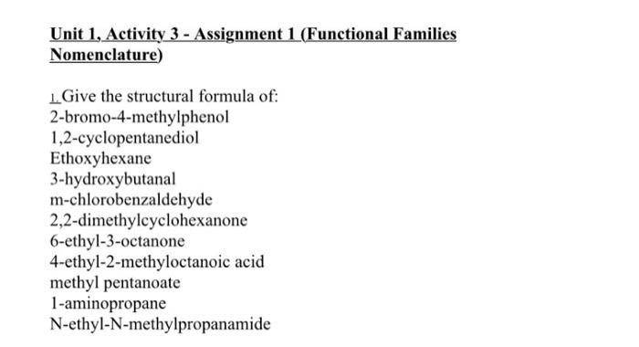 Solved Unit 1, Activity 3 - Assignment 1 (Functional | Chegg.com