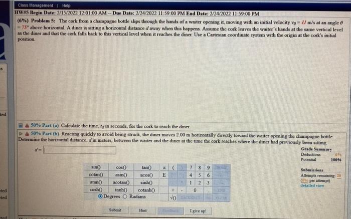 Solved Class Management | Help HW5 Begin Date: 2/15/2022 12 | Chegg.com