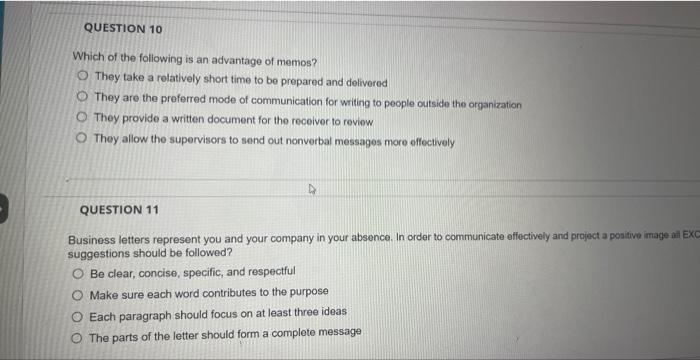 Solved QUESTION 6 What does "RE:" mean in a letter or memo? | Chegg.com