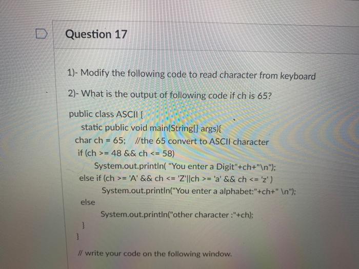 Solved Question 17 1)- Modify the following code to read | Chegg.com
