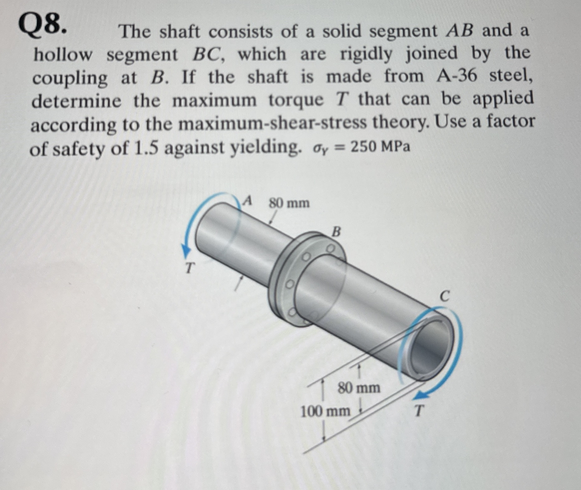 Solved by an EXPERT Q8. ﻿The shaft consists of a solid segment AB ﻿and ...