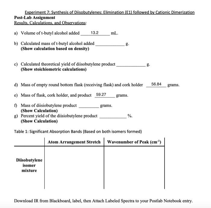 Solved Experiment 7: Synthesis of Diisobutylenes: | Chegg.com