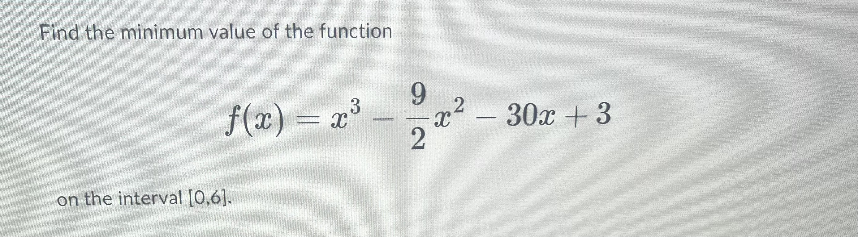 Solved Find the minimum value of the | Chegg.com