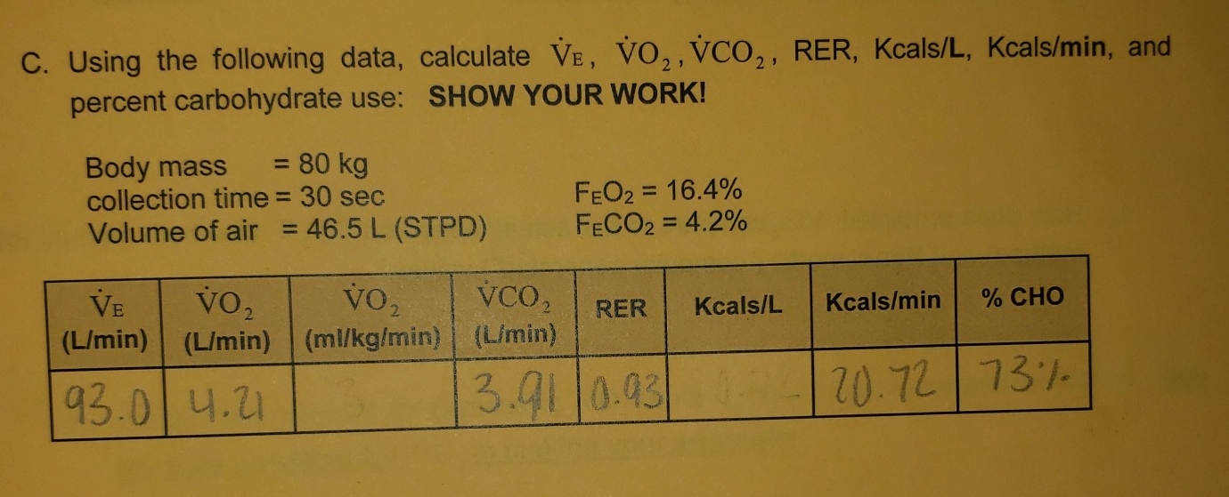 Solved C. ﻿Using the following data, calculate | Chegg.com