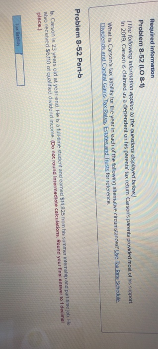 Solved Required information Problem 8-52 (LO 8-1) The | Chegg.com