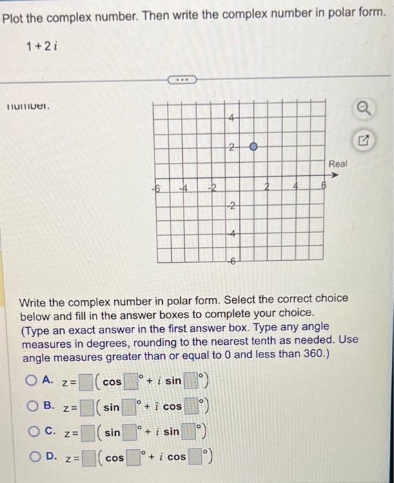 Solved Plot the complex number. Then write the complex | Chegg.com
