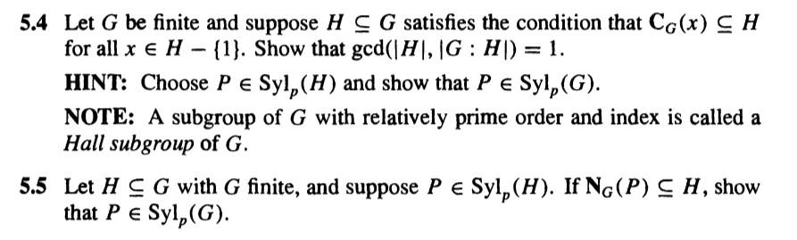Solved 5.4 Let G be finite and suppose H⊆G satisfies the | Chegg.com