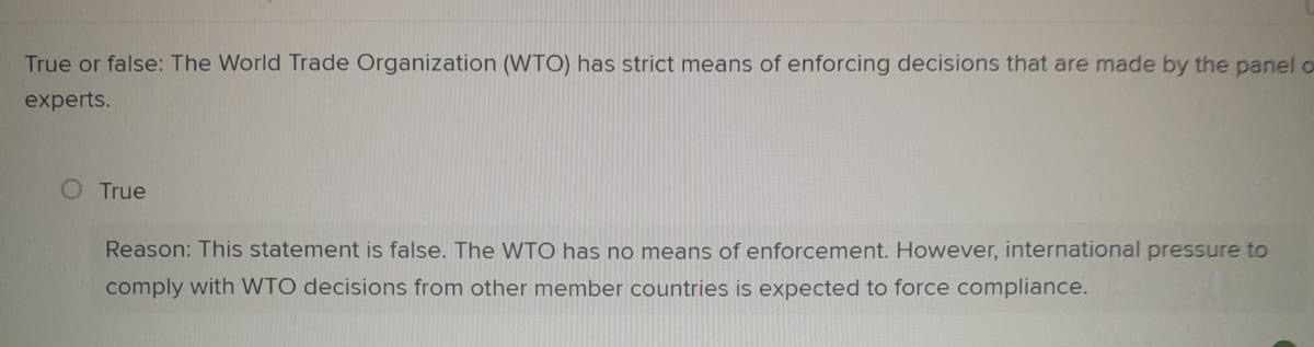 Solved True or false: The World Trade Organization (WTO) | Chegg.com