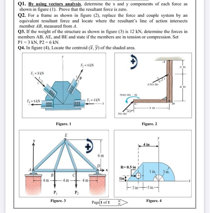 Solved Q1. By using vectors analysis, determine the x and y | Chegg.com