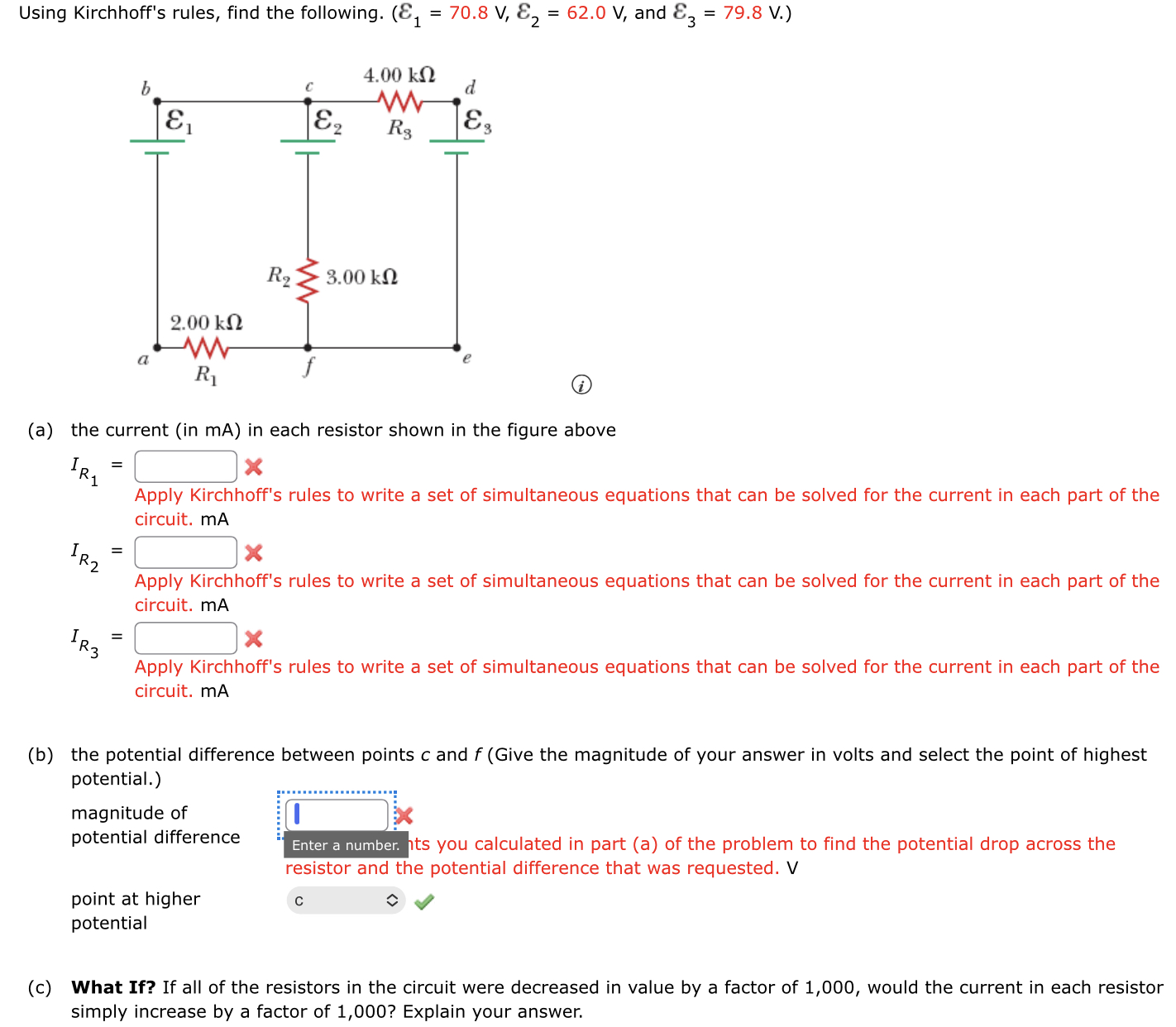 Solved Using Kirchhoff's rules, find the following. | Chegg.com