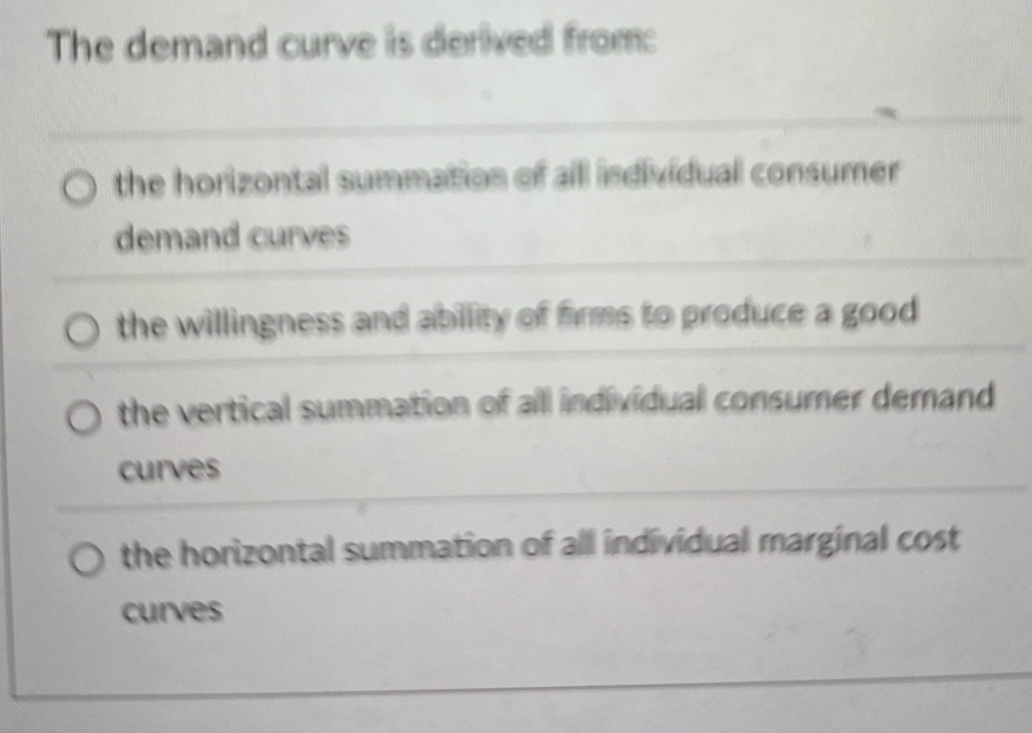 Solved The demand curve is derived fromthe horirontal | Chegg.com