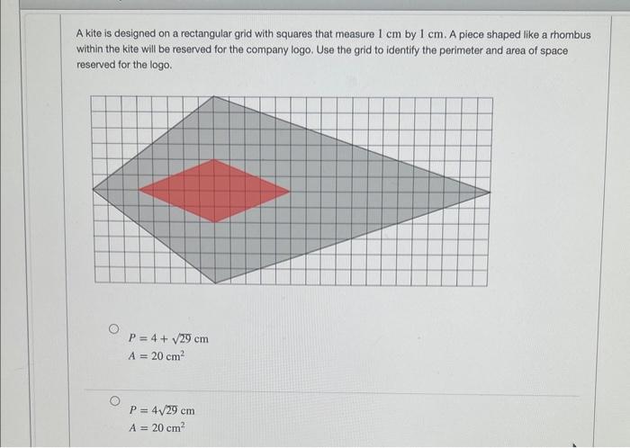 Solved A kite is designed on a rectangular grid with squares | Chegg.com