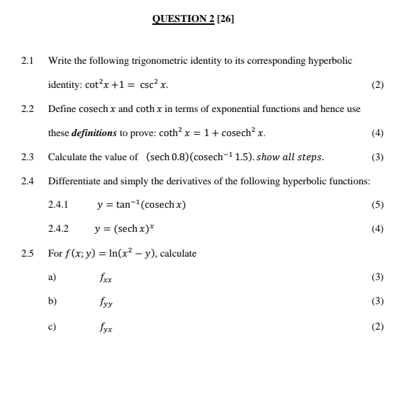 Solved QUESTION 2 [26]2.1 ﻿Write the following trigonometric | Chegg.com