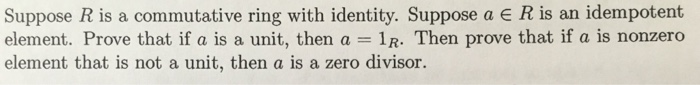 Solved Suppose R is a commutative ring with identity. | Chegg.com