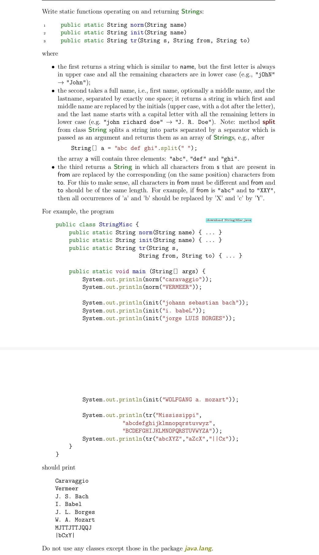 Solved Public Static String Norm String Name Public Static