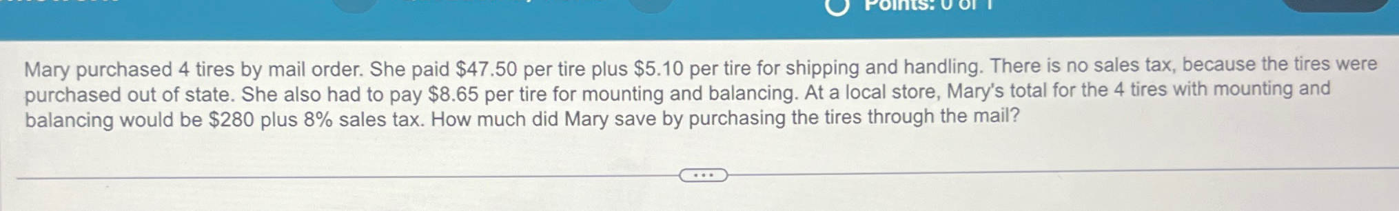 Solved Mary purchased 4 ﻿tires by mail order. She paid | Chegg.com