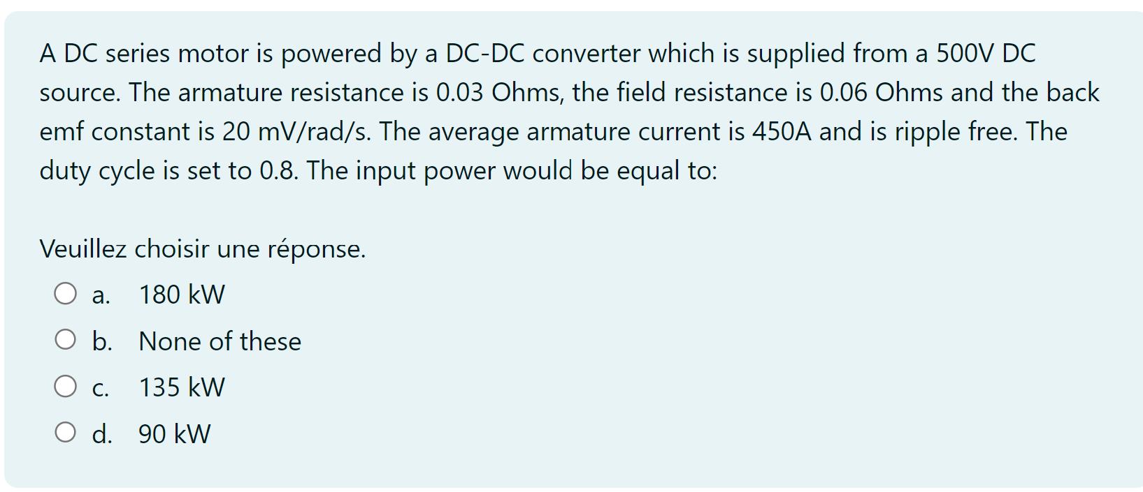 Solved A DC series motor is powered by a DC-DC converter | Chegg.com