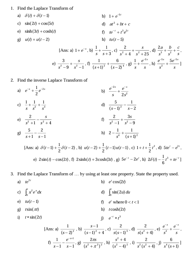 Solved Find the Laplace Transform | Chegg.com