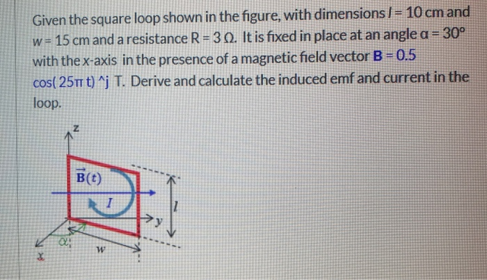 Solved Given the square loop shown in the figure, with | Chegg.com