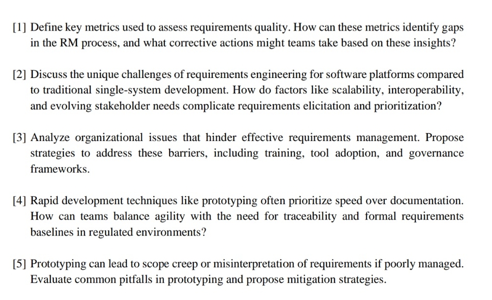 Solved [1] ﻿Define key metrics used to assess requirements | Chegg.com