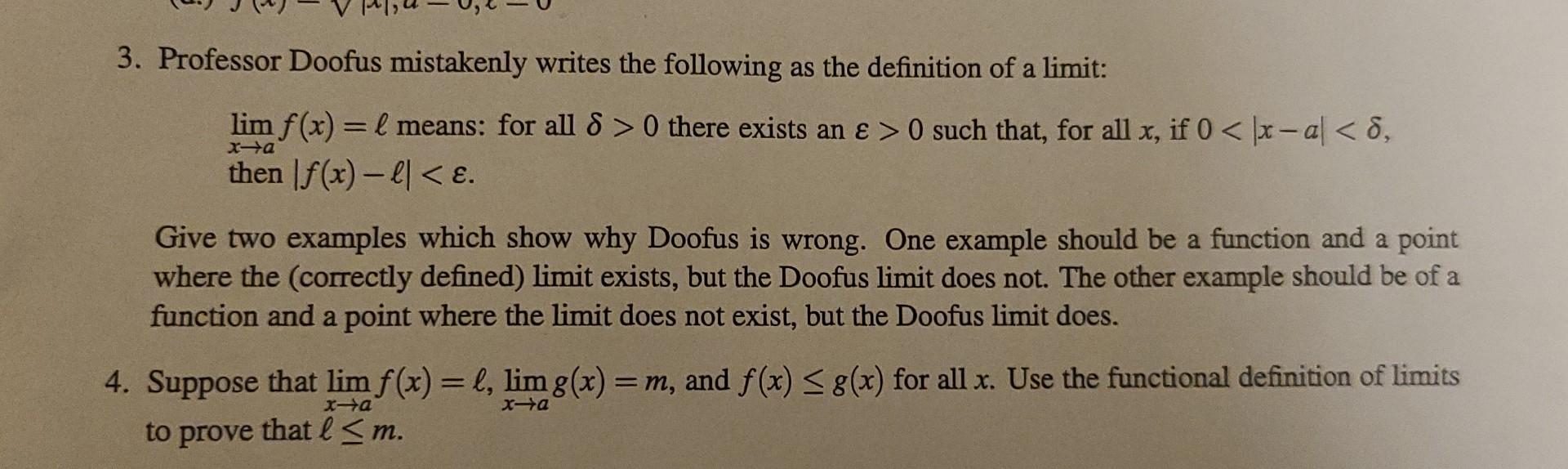 Solved 3. Professor Doofus mistakenly writes the following | Chegg.com