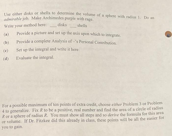 Solved Use either disks or shells to determine the volume of | Chegg.com