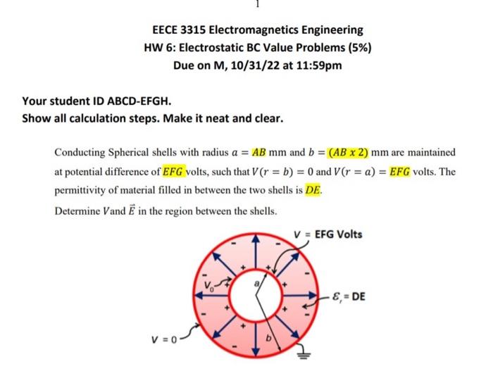 Solved EECE 3315 Electromagnetics Engineering HW 6: | Chegg.com