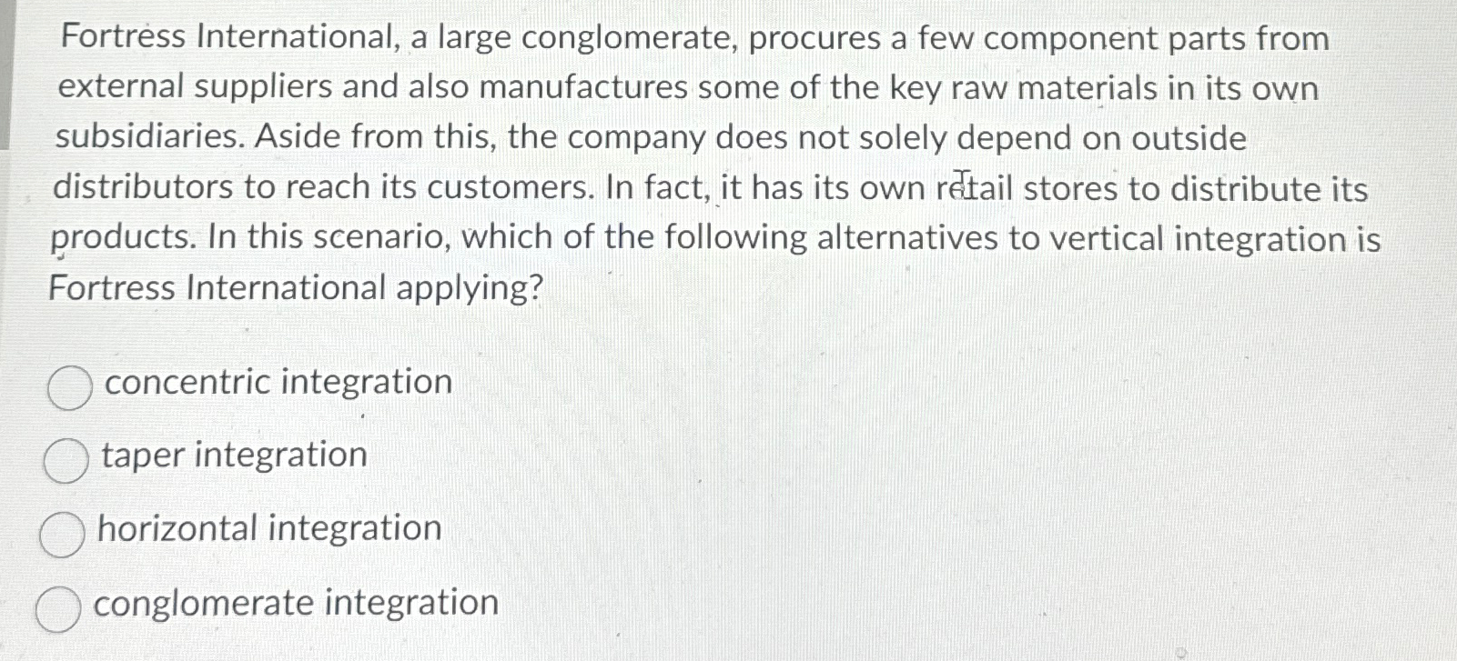 Solved Fortress International, a large conglomerate, | Chegg.com