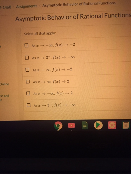 Solved signments > Asymptotic Behavior of Rational Functions | Chegg.com