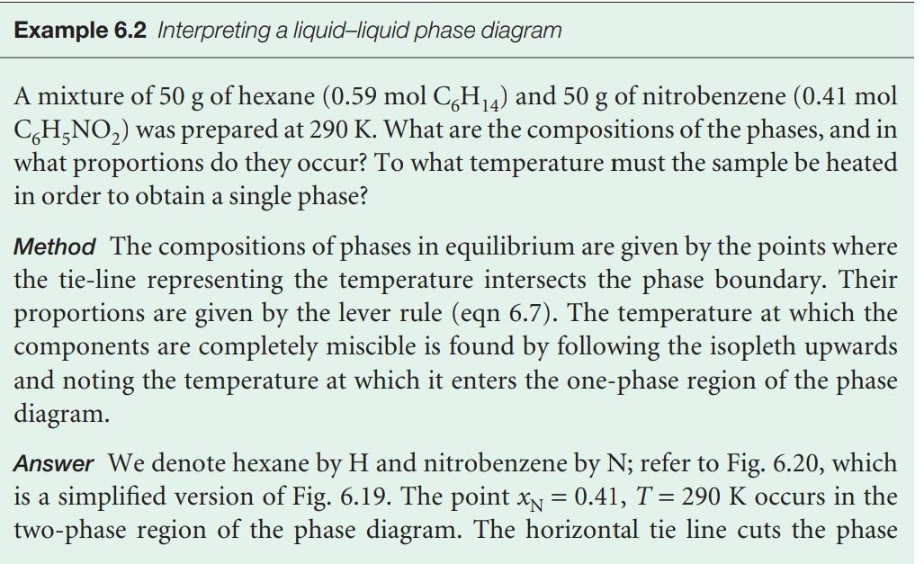 Solved Example 6.2 Interpreting a liquid-liquid phase | Chegg.com