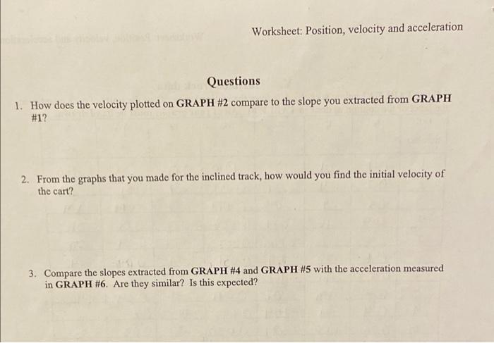Solved Worksheet: Position, velocity and acceleration | Chegg.com
