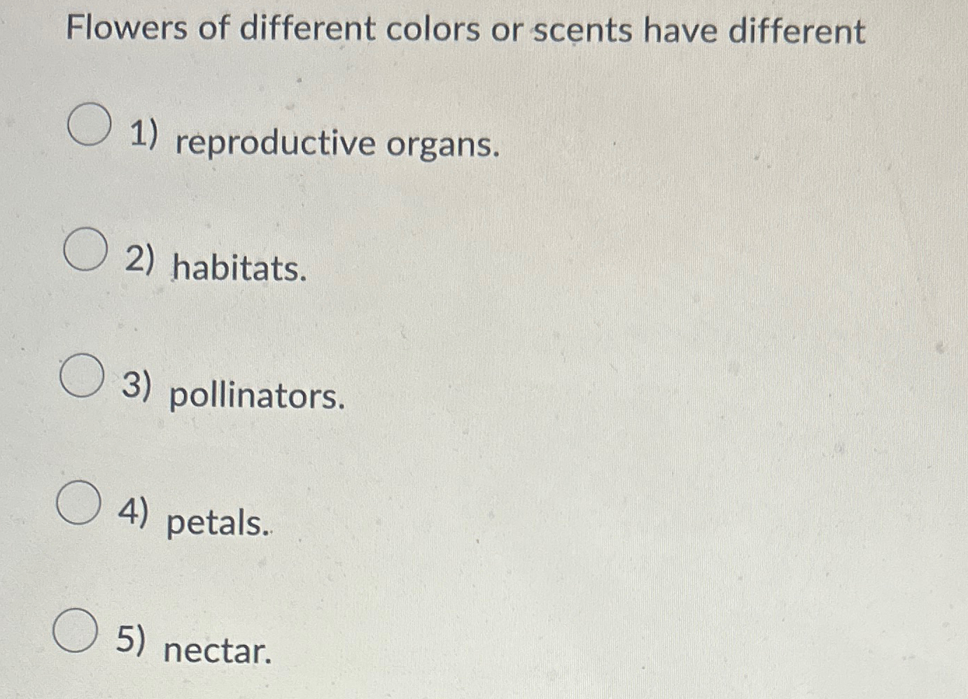 Solved Flowers of different colors or scents have | Chegg.com
