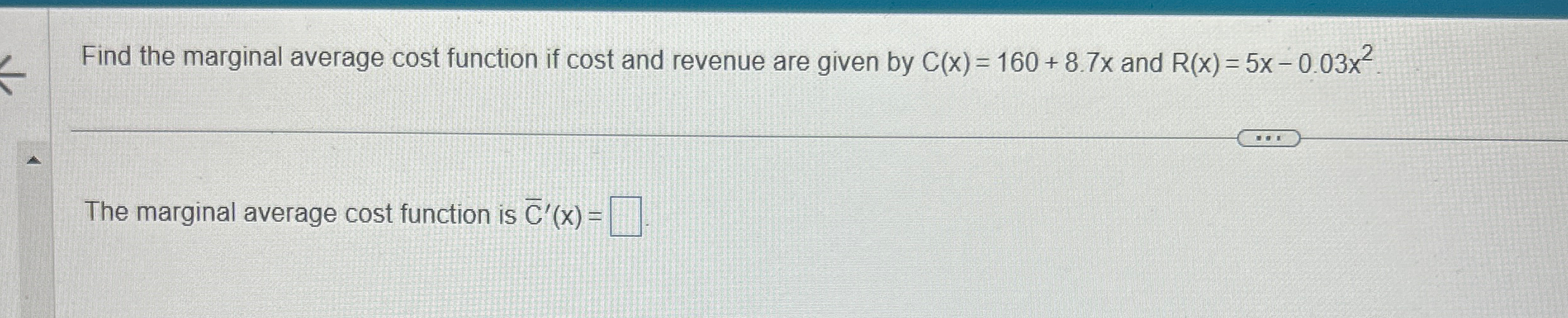 Solved Find the marginal average cost function if cost and | Chegg.com