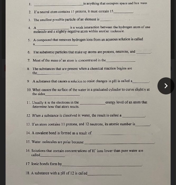Solved 1. is anything that occupies space and has mass. 2. | Chegg.com
