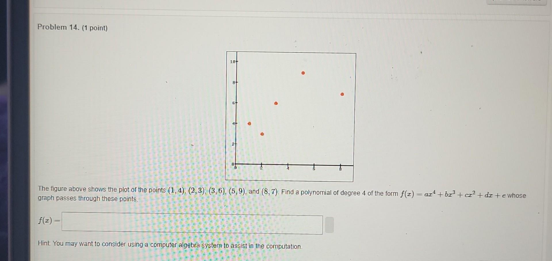 Solved Problem 14. (1 point) The iigure above shows the plot | Chegg.com