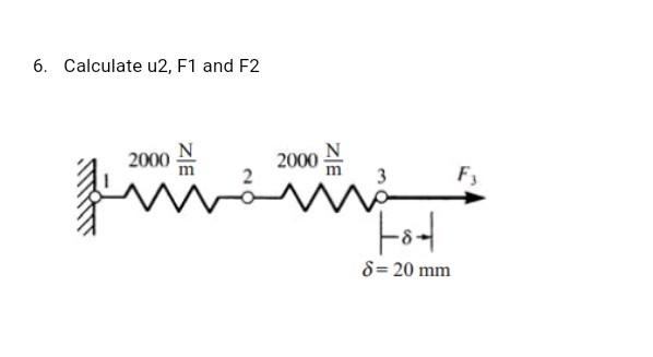 Solved 6. Calculate u2, F1 and F2 N 2000 2000 F Mür 580 8= | Chegg.com